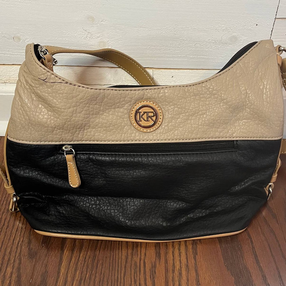 KR | Bags | Kr Black And Tan Purse With 2 Zipper Pockets On Both Sides ...